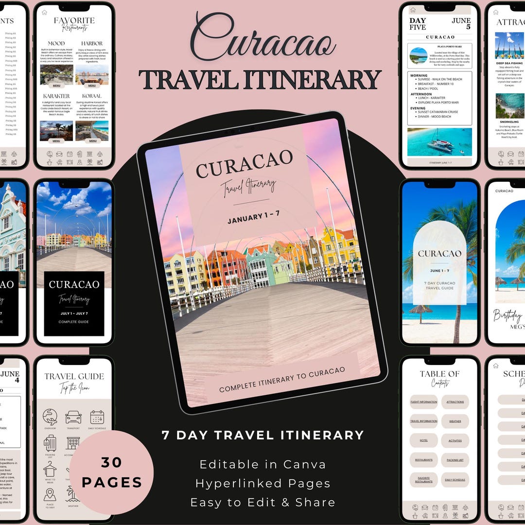 7-day Curaçao Digital Travel Itinerary, Editable Curacao Travel Guide ...