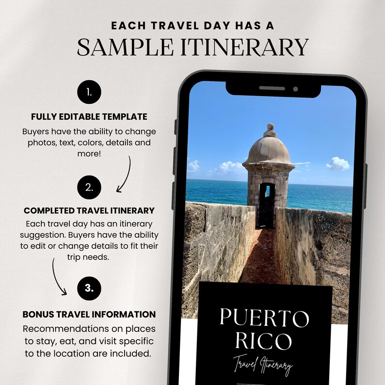 Puerto Rico Itinerary, 7-day San Juan Vacation Planner (canva Template ...