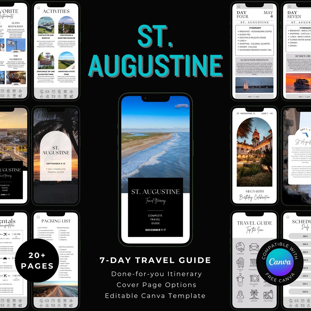 St. Augustine Florida Travel Itinerary | Editable Vacation Planner ...