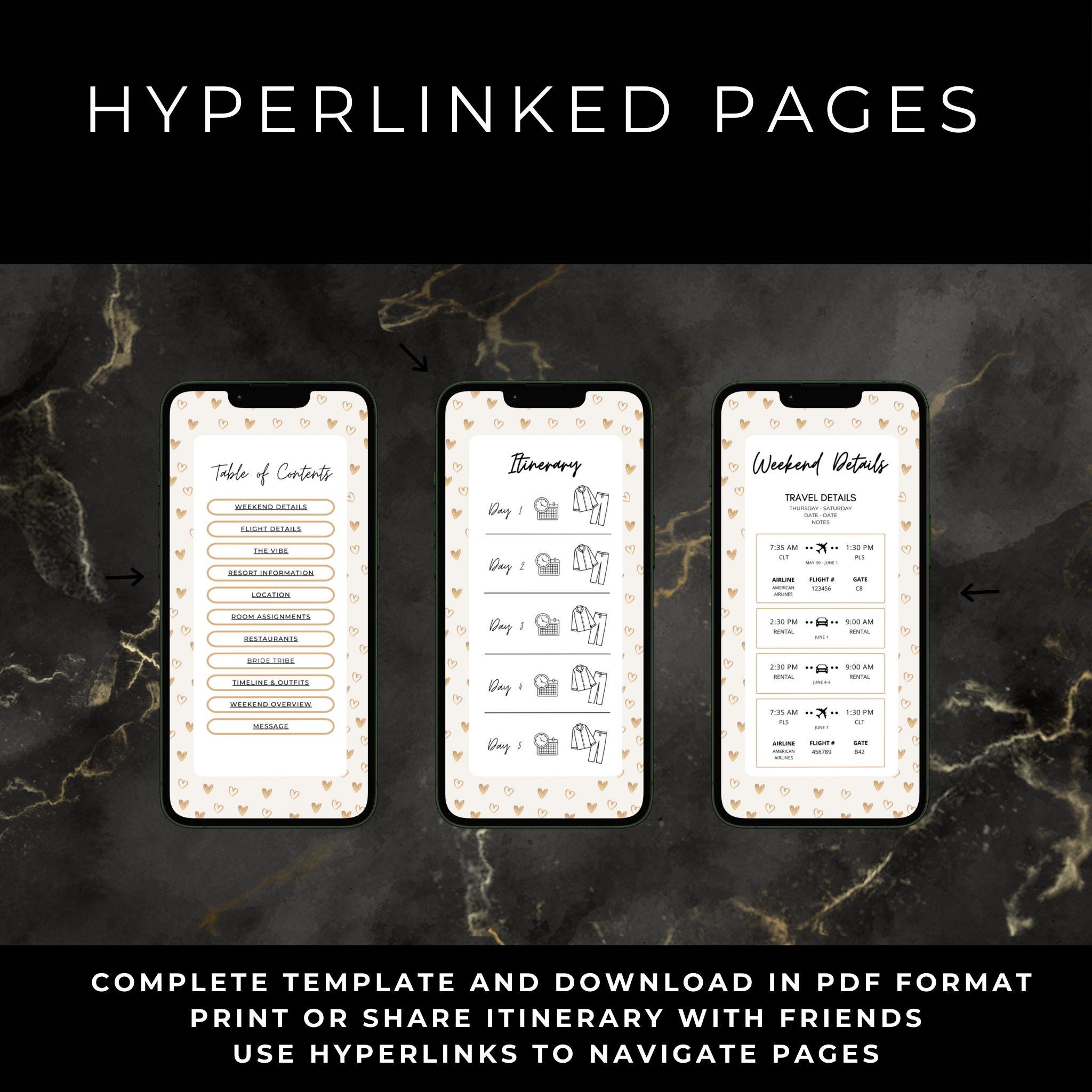 30th Birthday Digital Travel Itinerary | Gold Heart & Balloon Birthday ...