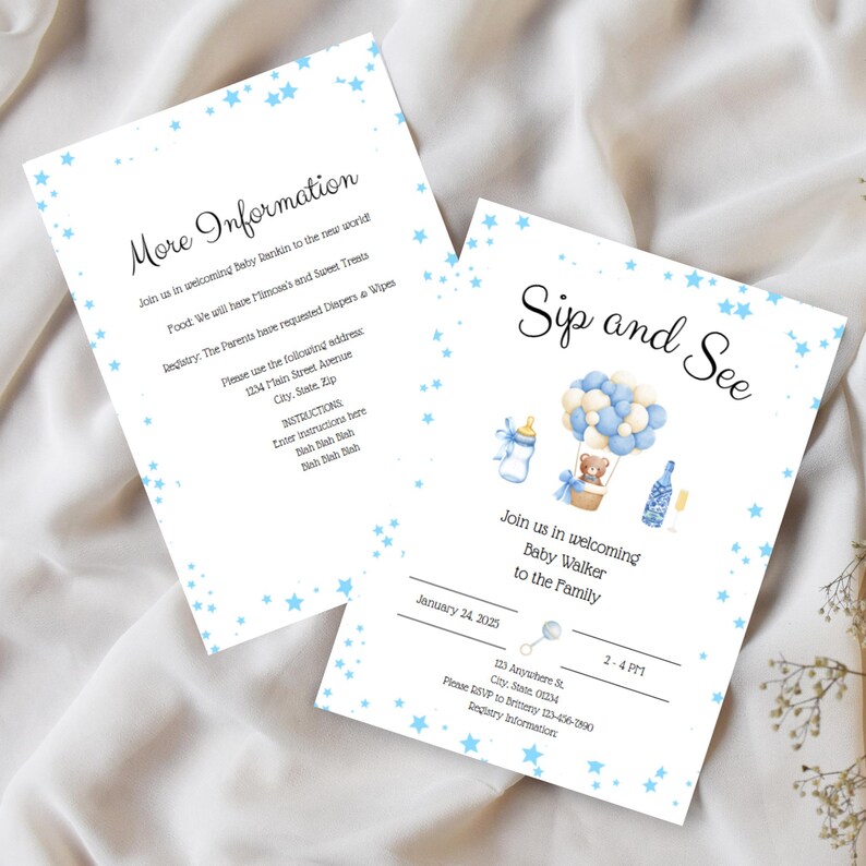 Sip and See Baby Invitation L Sip and See Baby Boy or Girl Invitation L ...