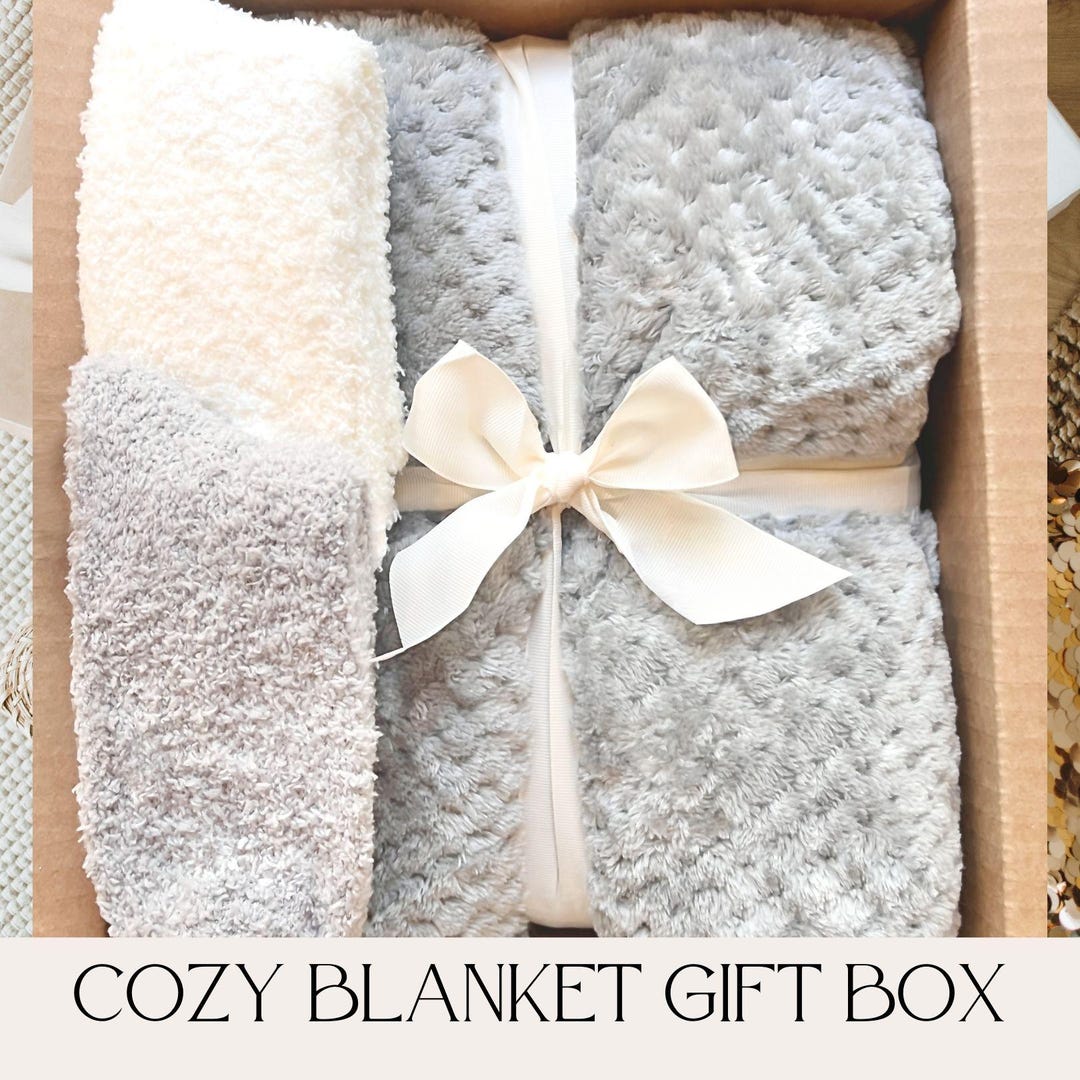 Cozy Blanket Gift Box: Personalized Note, Soft Plush Throw, Socks And ...