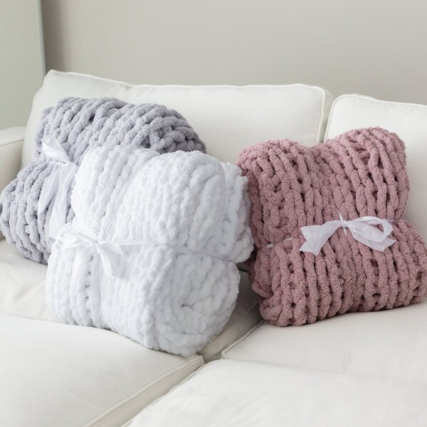 Hand Knit Throw - Etsy