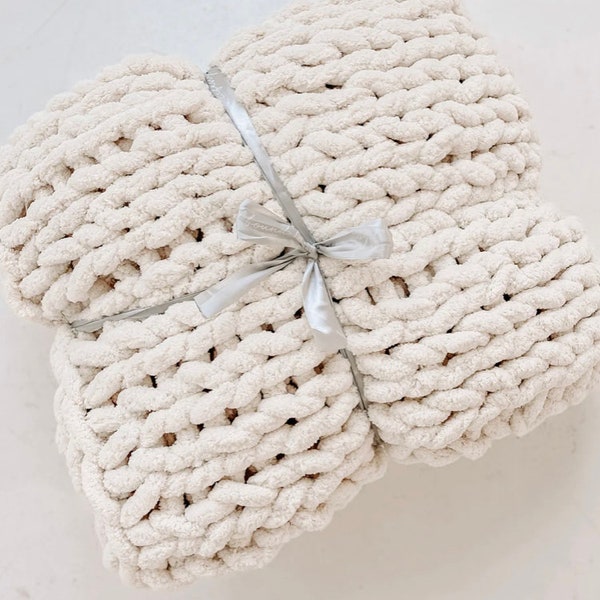 Hand Knit Throw - Etsy