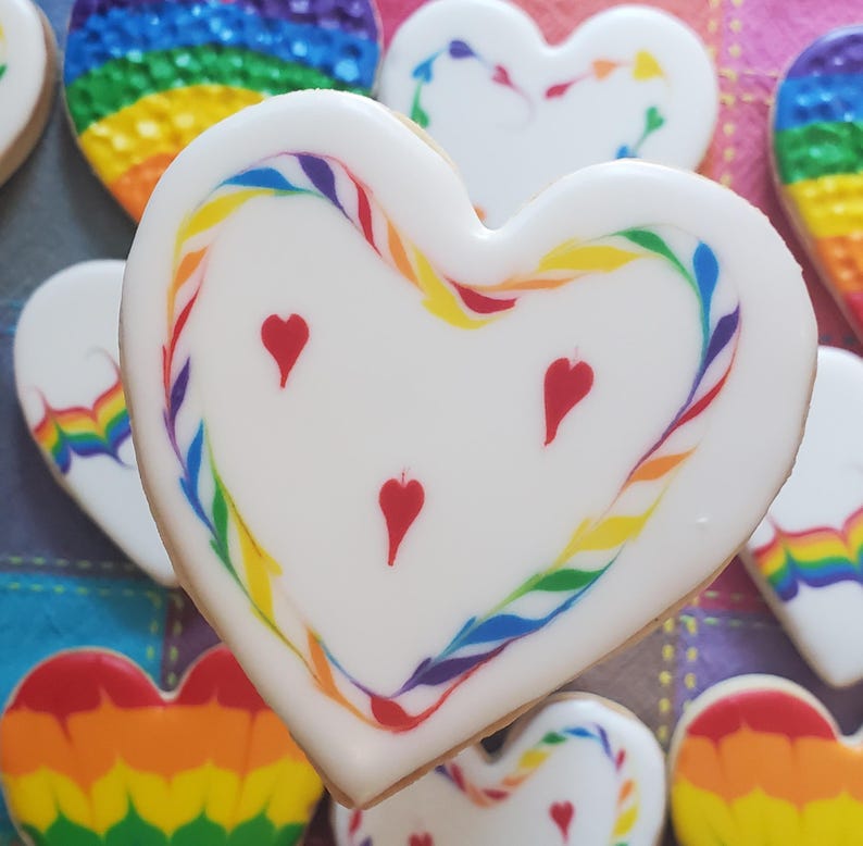 1 Dozen Rainbow Heart Decorated Sugar Cookies, Set 2 - Etsy
