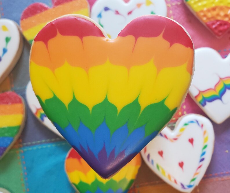 1 Dozen Rainbow Heart Decorated Sugar Cookies, Set 2 - Etsy