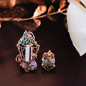 Gold Ocean of Sky Floating Islands Hard Enamel Mini Pin Set - Night ...