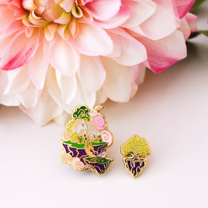 Gold Ocean of Sky Floating Islands Hard Enamel Mini Pin Set - Day ...