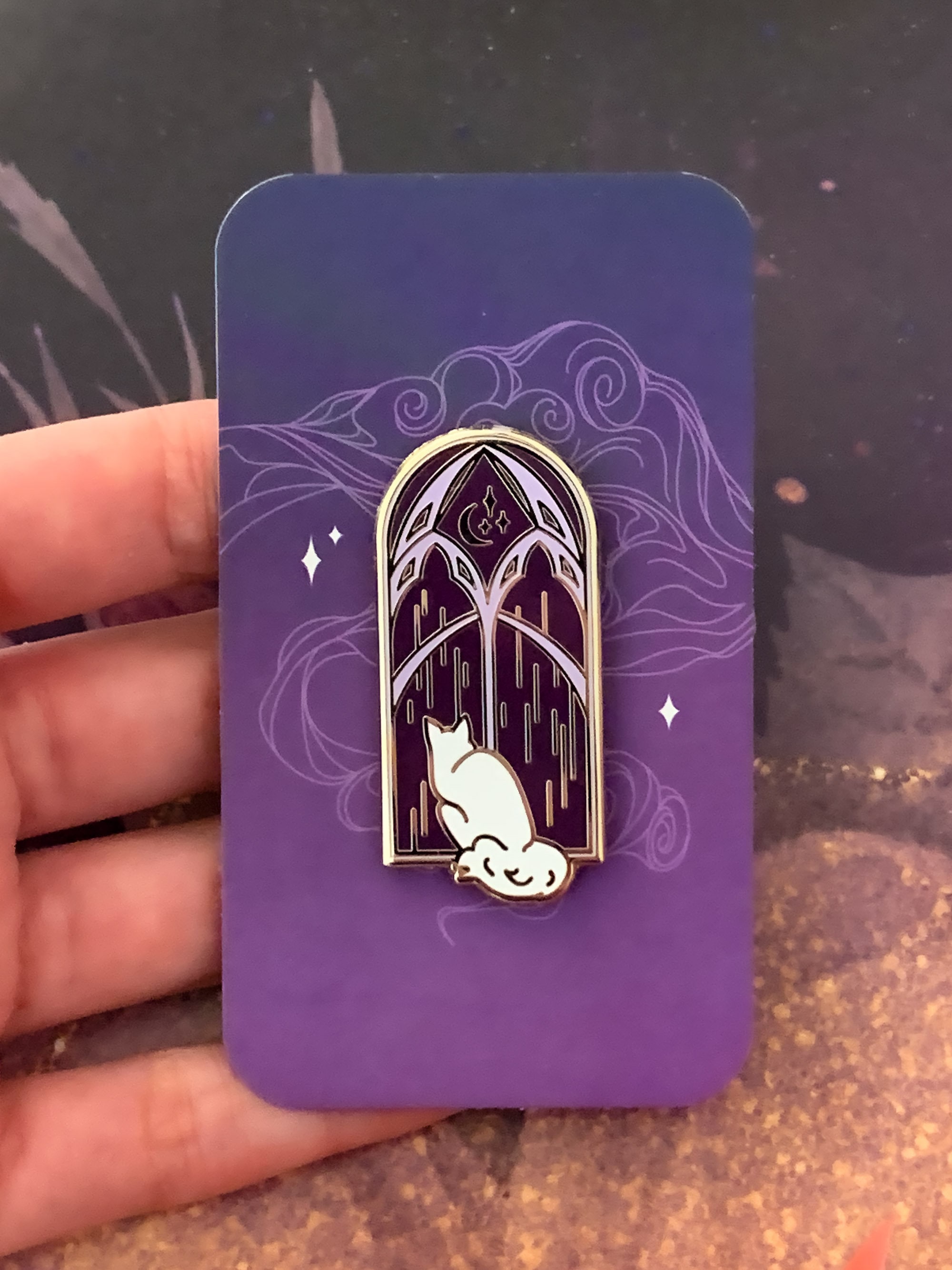 Windowsill Cat Hard Enamel Pin Magical Fantasy Rain Witch - Etsy