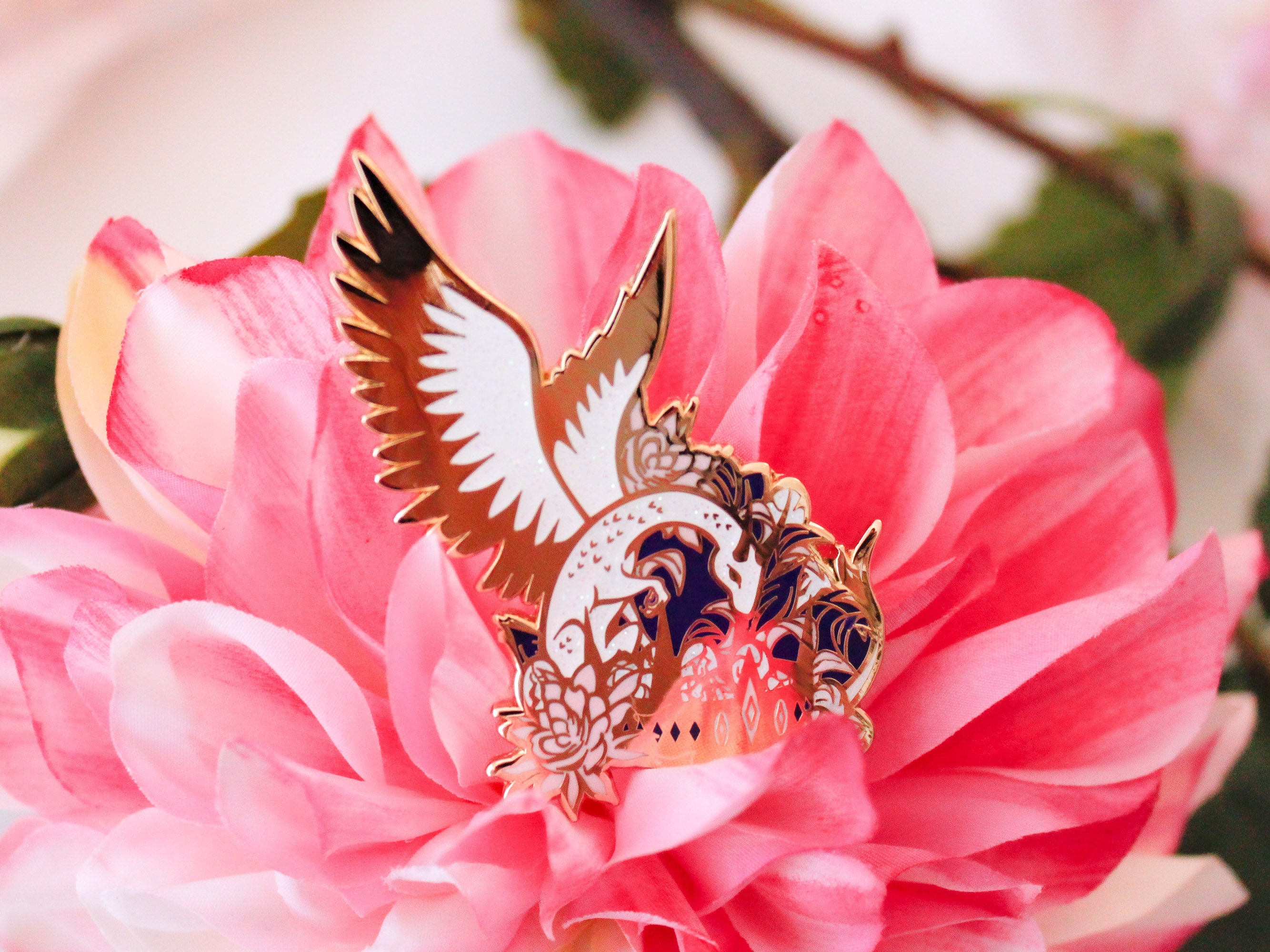 Gold Enchanted Forest Dragonling Hard Enamel Pin, Dragon Pin Badge ...