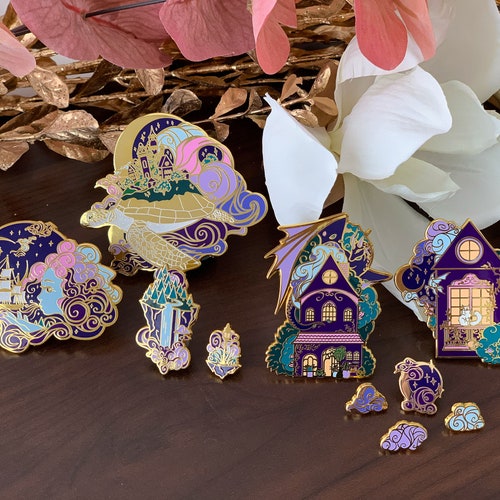 Gold Ocean of Sky Floating Islands Hard Enamel Mini Pin Set - Etsy