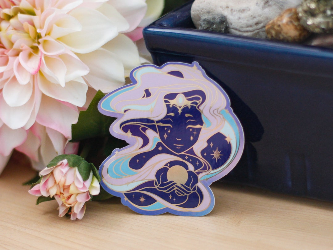 Celestial Garden Sun Goddess Die Cut Gold Mirror Effect Sticker Goddess ...