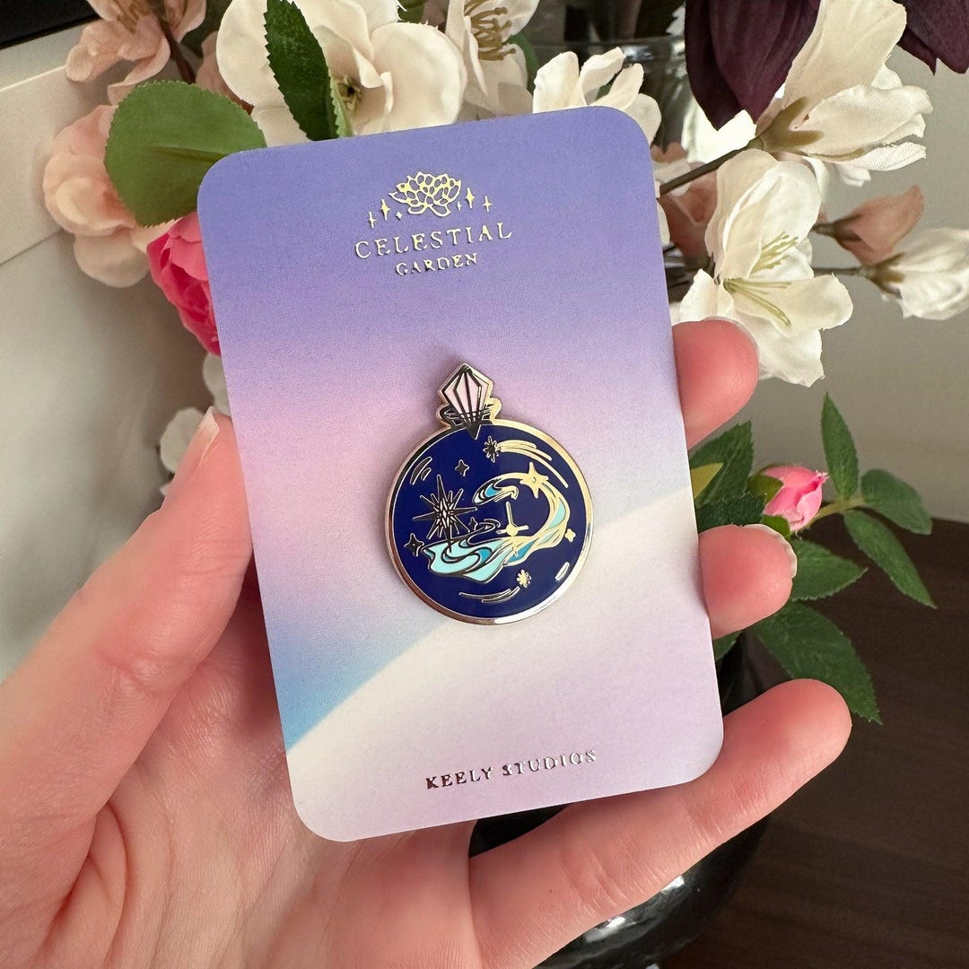 Gold Celestial Garden Starlight Potion Hard Enamel Pin - Magical Galaxy Theme Enamel Pin ...