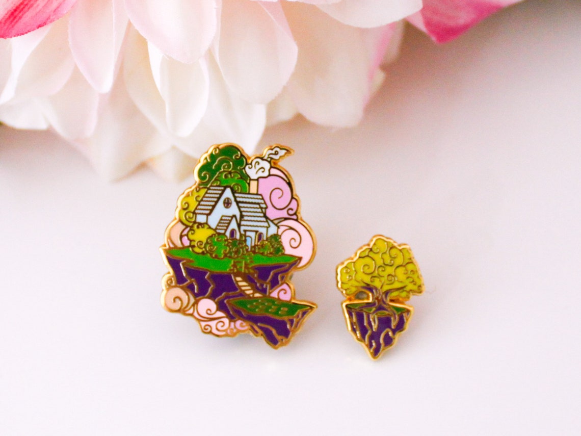 Gold Ocean of Sky Floating Islands Hard Enamel Mini Pin Set - Etsy