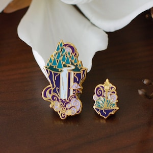 Gold Ocean of Sky Floating Islands Hard Enamel Mini Pin Set - Night ...