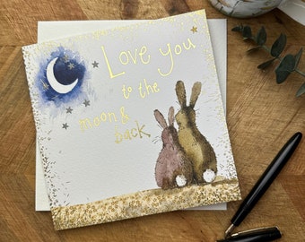 I Love You to the Moon and Back Funny Love Card for Husband, Kids Love ...