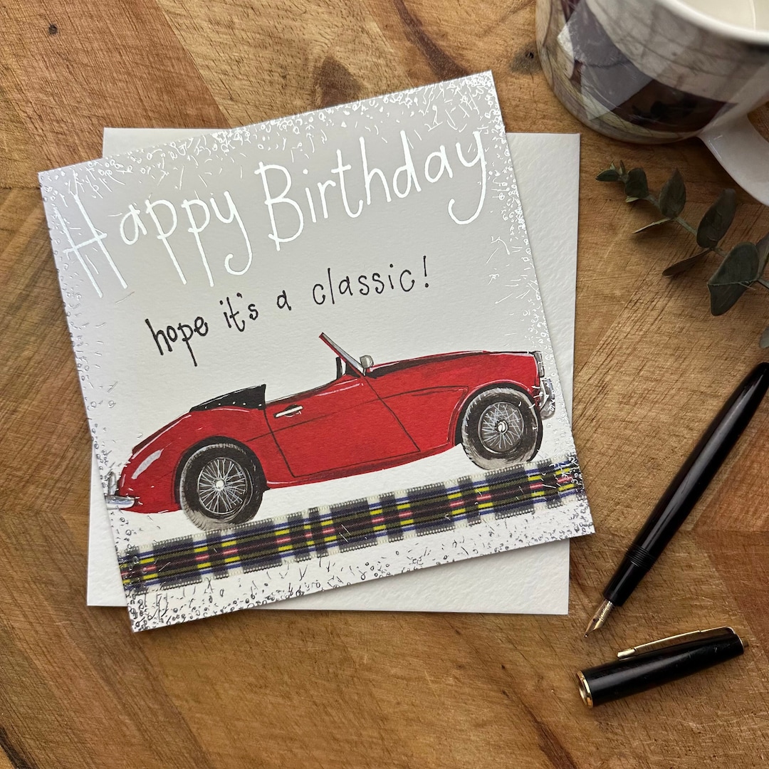Happy Birthday Classic Car Card - Etsy