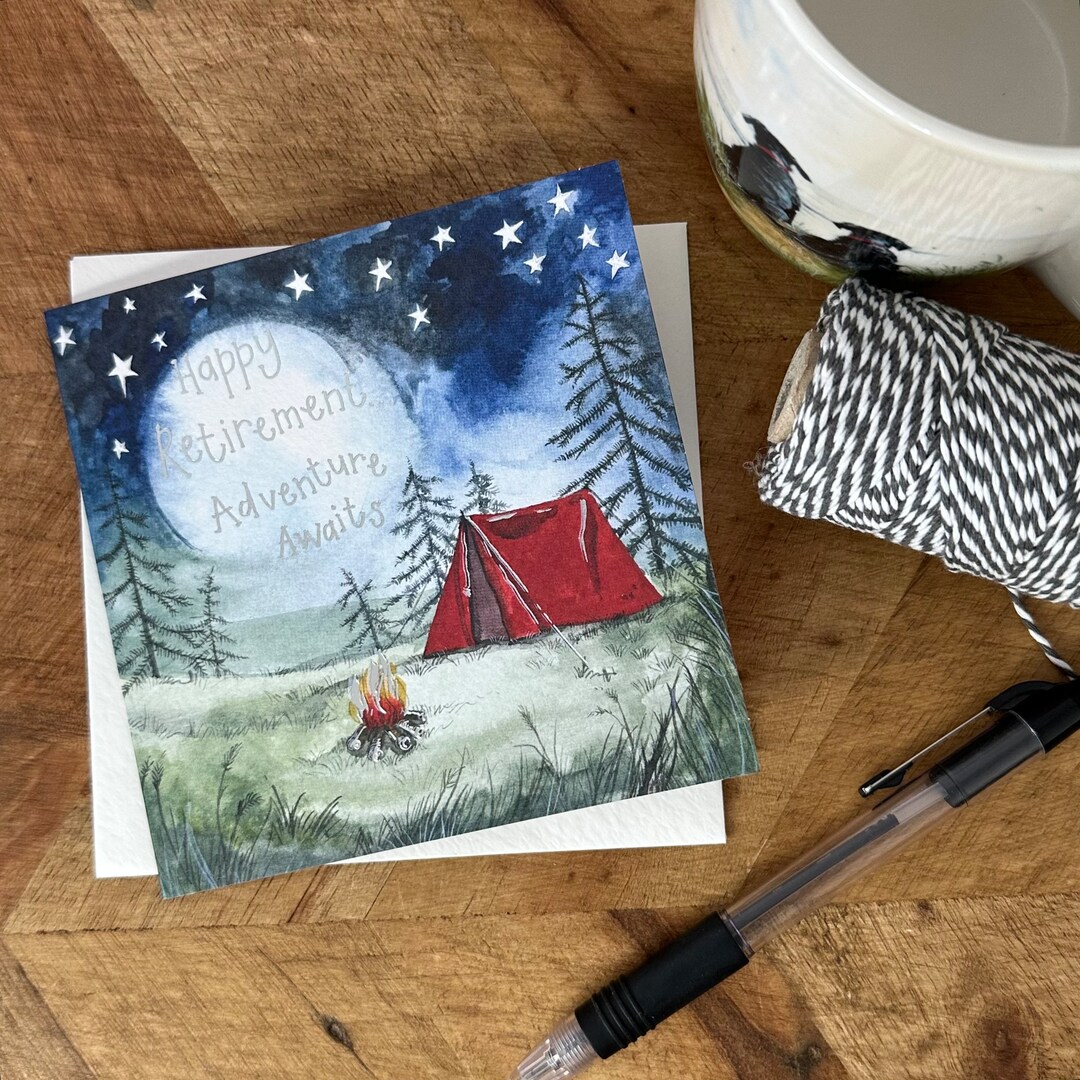 Happy Retirement Adventure Awaits - Camping - Little Foil Card - Etsy UK