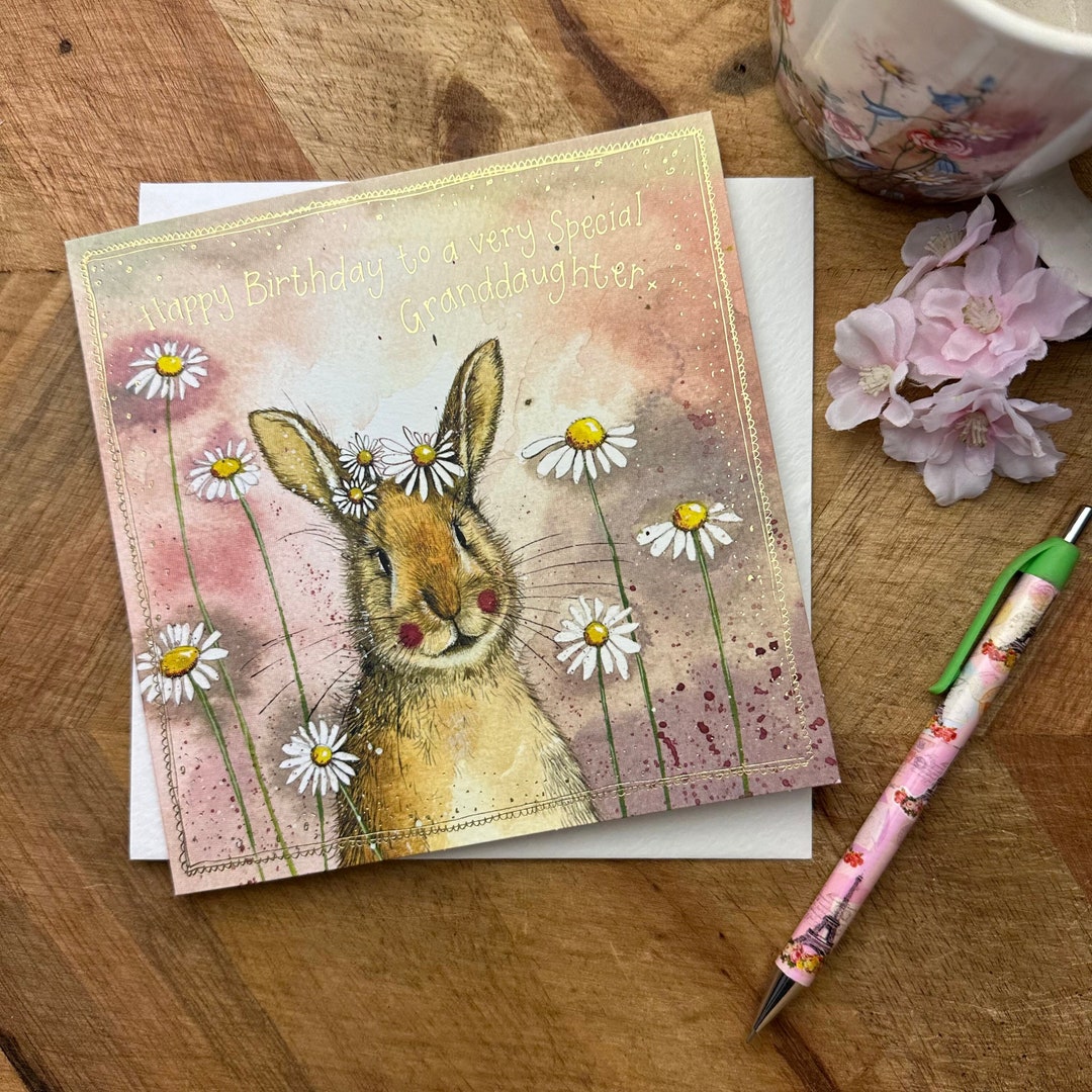Special Birthday Wishes Rabbit and Daisies Foil Card - Etsy