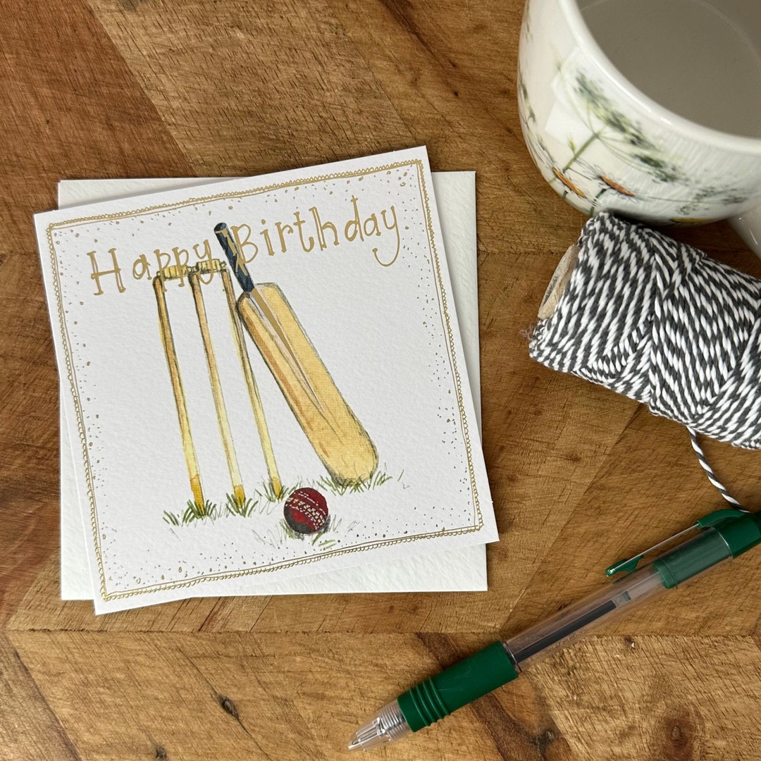 Happy Birthday Cricket Stumps Little Foil Card - Etsy