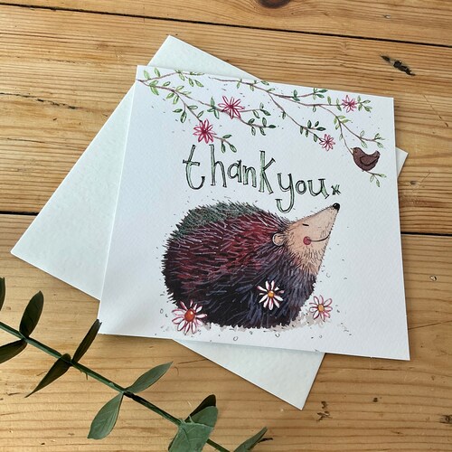 Hedgehog Thank You Card Cute Animal Thank You Card Blank - Etsy