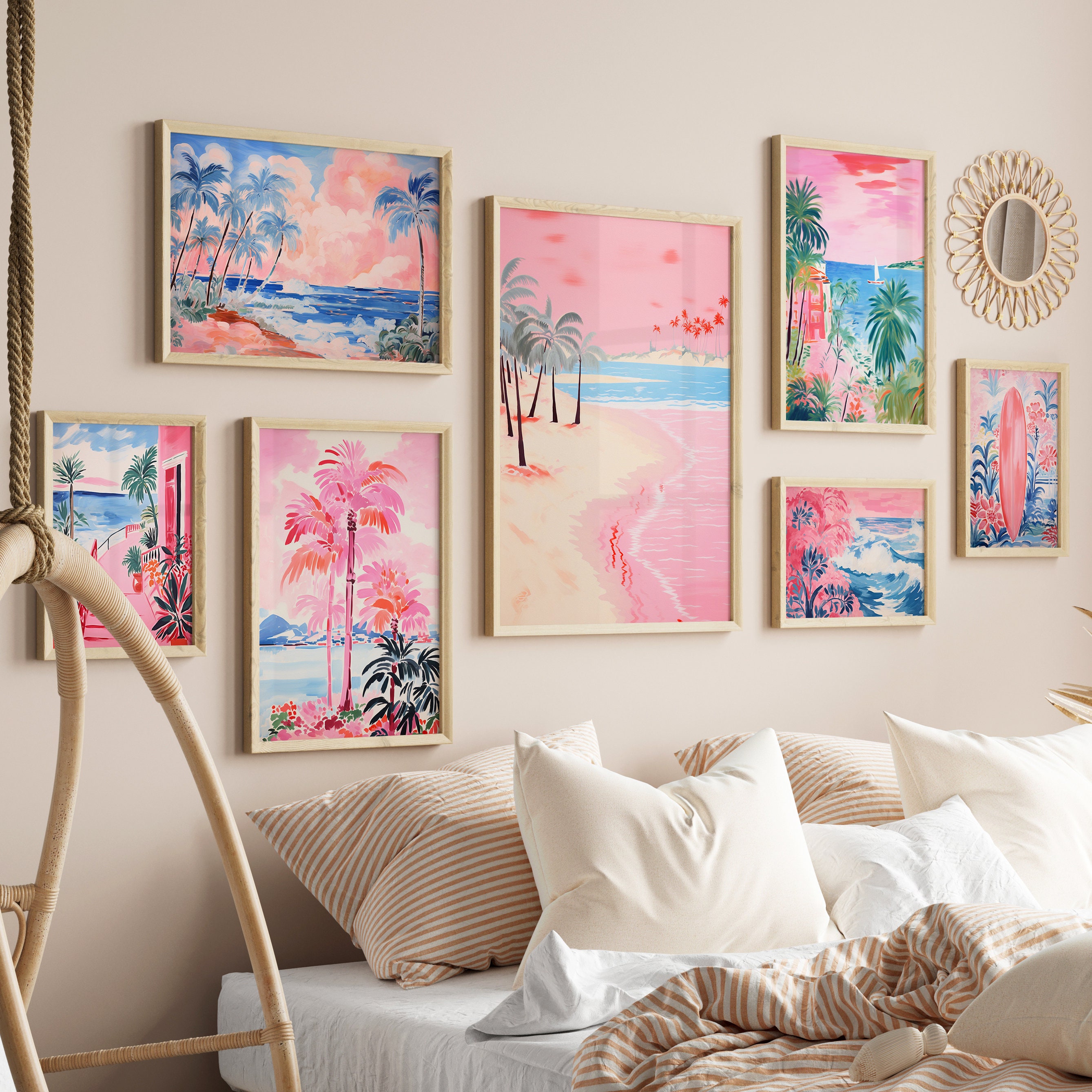 Coastal Gallery Wall Art Set: Beachy Pink Prints (digital Download) - Etsy