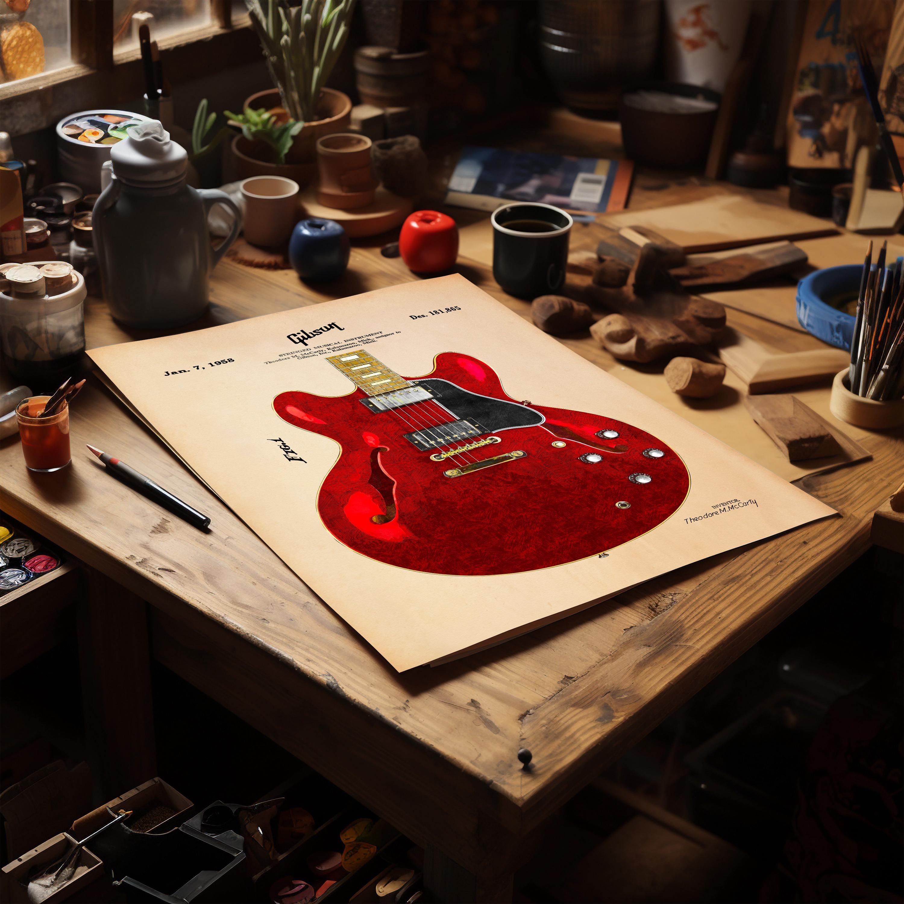 Electric Guitar Blueprint | Gibson ES-335 | Music Instrument Patent ...