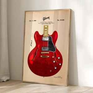 Electric Guitar Blueprint | Gibson ES-335 | Music Instrument Patent ...