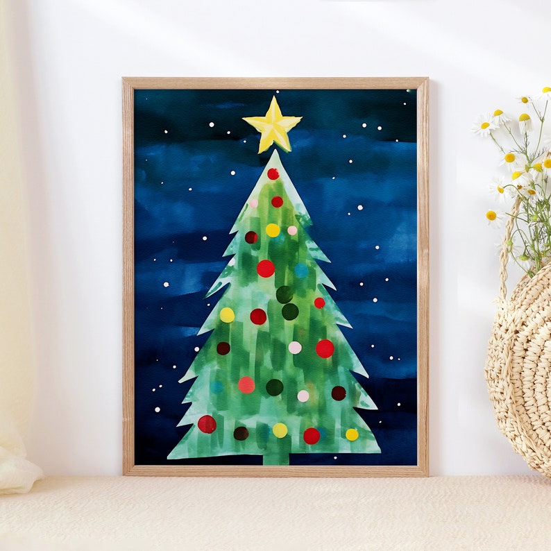 Gallery Set of 3 Christmas Prints Santa Claus Tree Reindeer Xmas ...