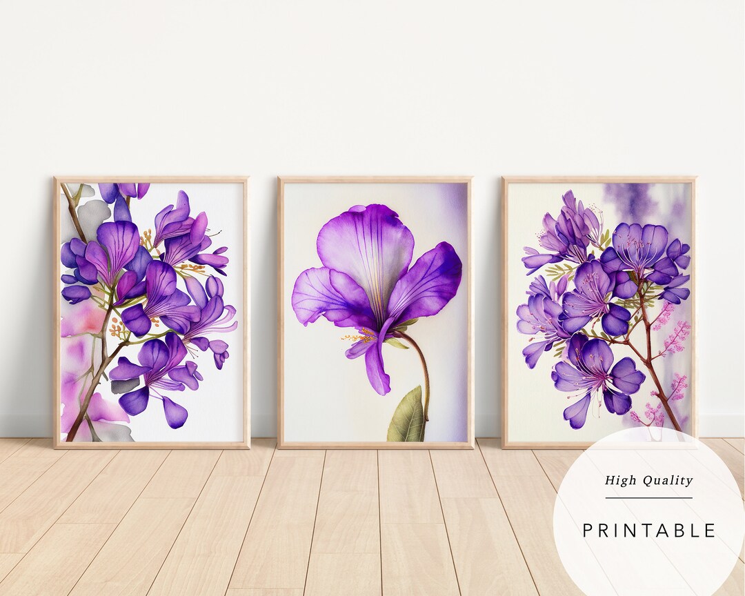 Watercolor Jacaranda Flower Print: Bright Floral Wall Art (digital ...