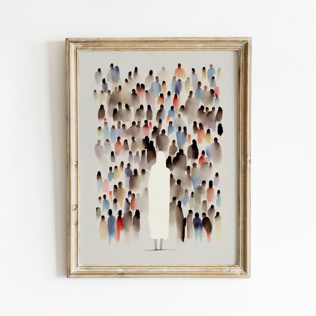 Jesús alimenta a 5000 personas: Impresión en acuarela: Arte bíblico ...