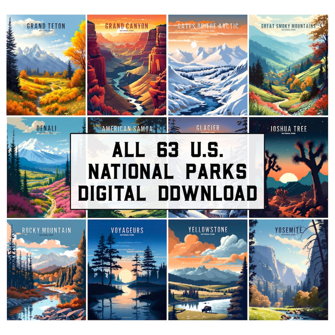 63 National Parks Art Prints: USA Travel Posters (digital Download) - Etsy