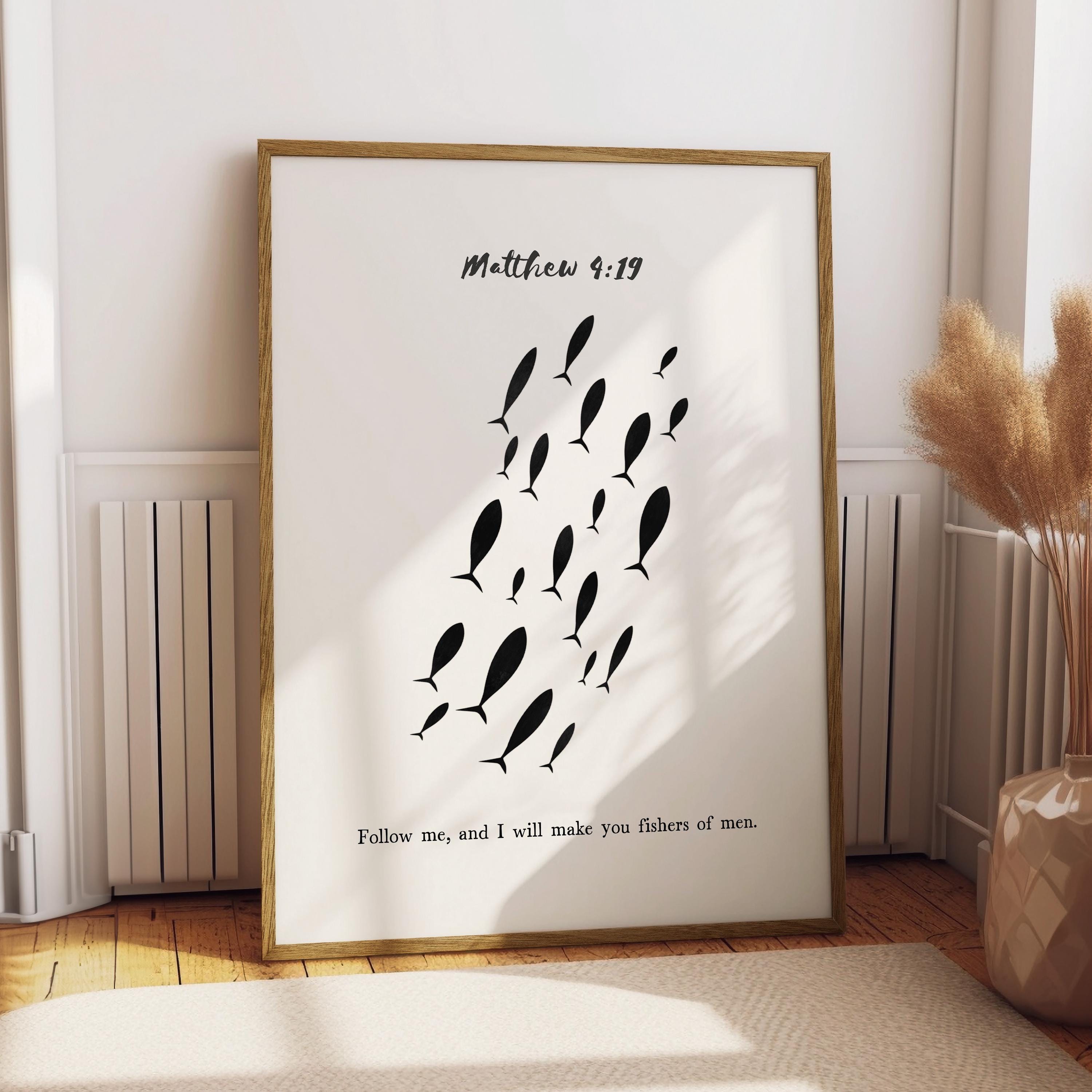 Matthew 4:19, Bible Sketches, Jesus Art, Bible Verse, Christian Poster ...