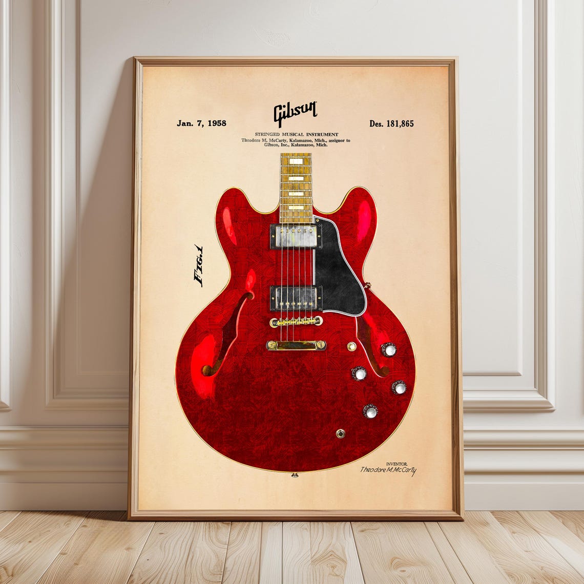 Electric Guitar Blueprint | Gibson ES-335 | Music Instrument Patent ...