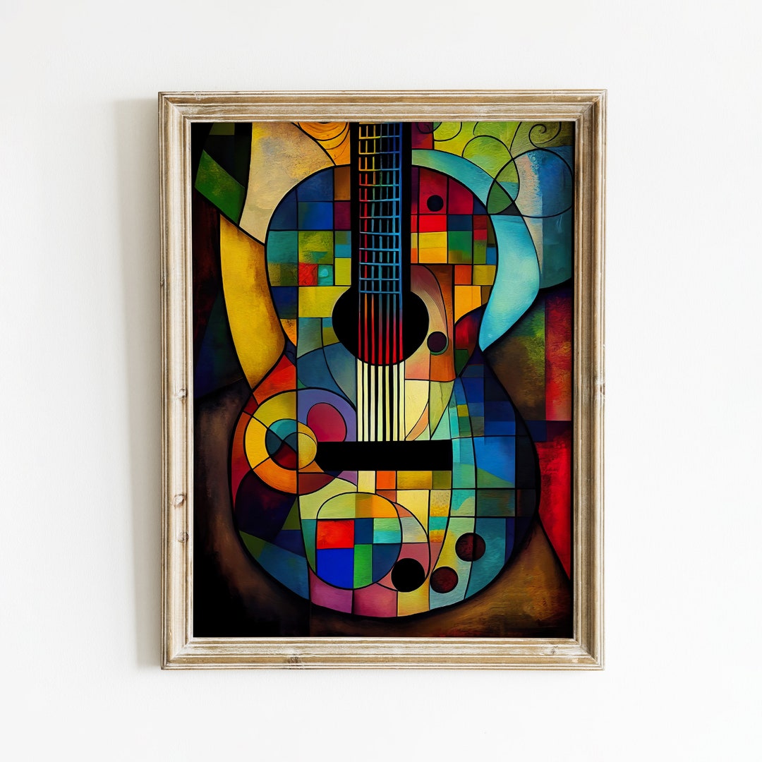 Abstract Guitar Art Print: Watercolor Music Room Decor (digital ...