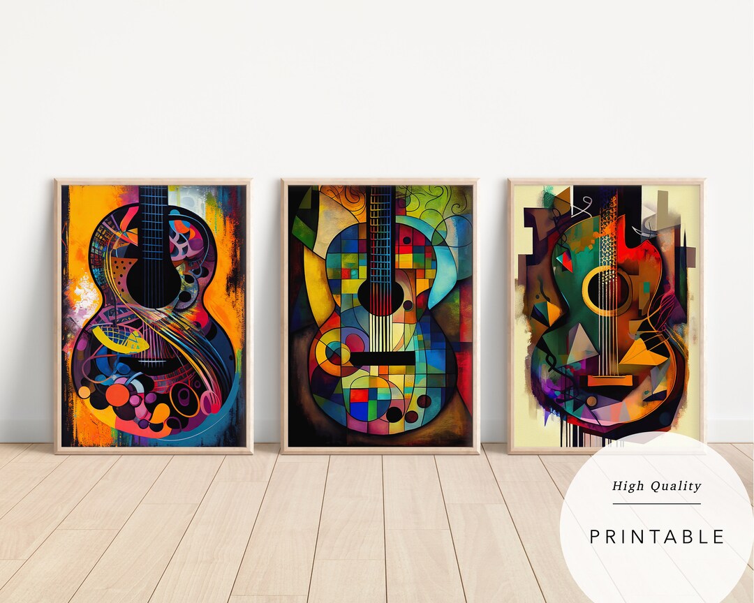 9 Abstract Guitar Paintings | Digital Poster | Digital Print | Guitar ...