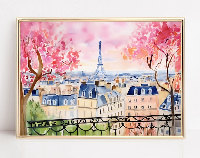 French Art Print France Travel Poster Paris Summer Eiffel Tower ...