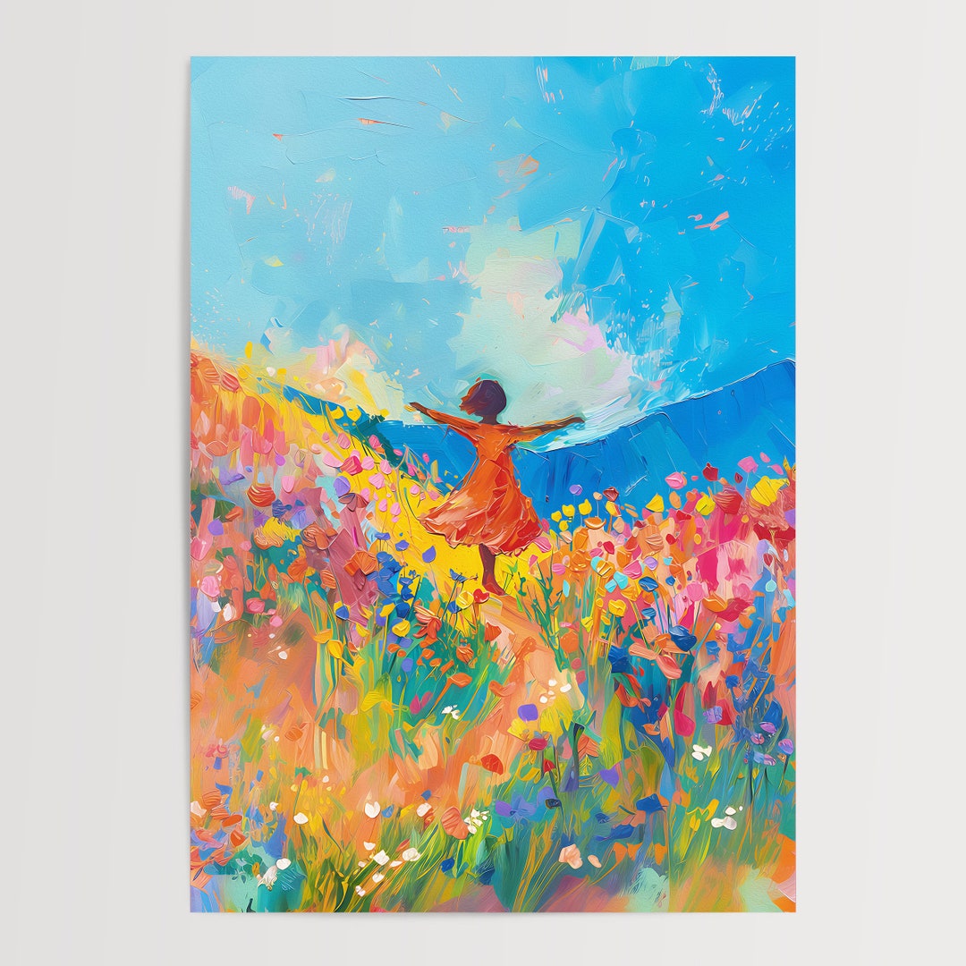 Joy, Oil Painting Illustration, Nursery Decor Bedroom, Printed on ...