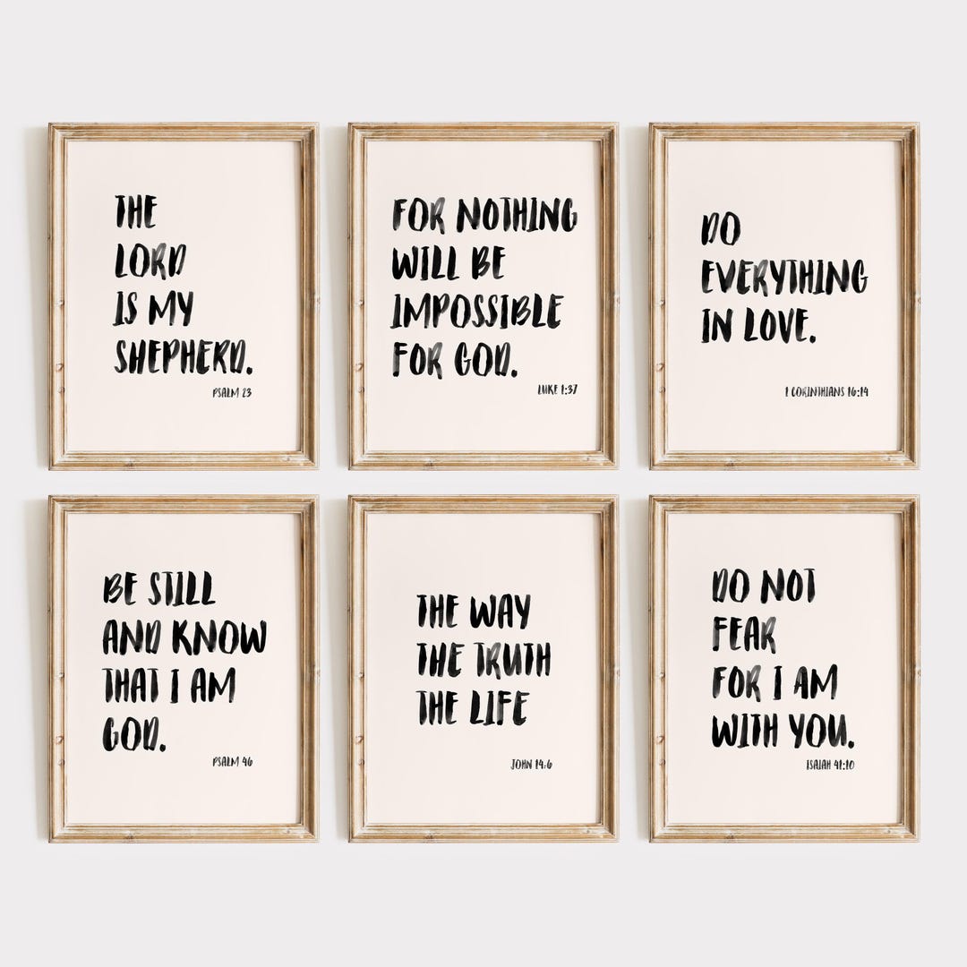 6 Bible Quotes, Biblical Verse, Faith Decor, Psalm Decoration ...