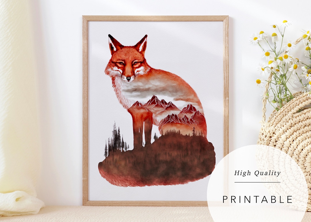 Buy Aquarelle De Renard Roux, Peinture De Renard, Art Mural De Renard ...