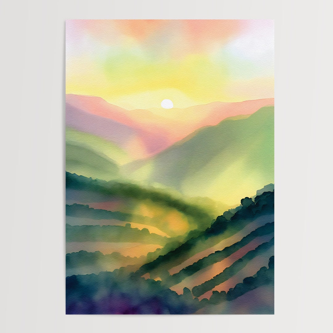 Douro Valley Watercolor Painting, Portugal Art Travel Print Poster ...