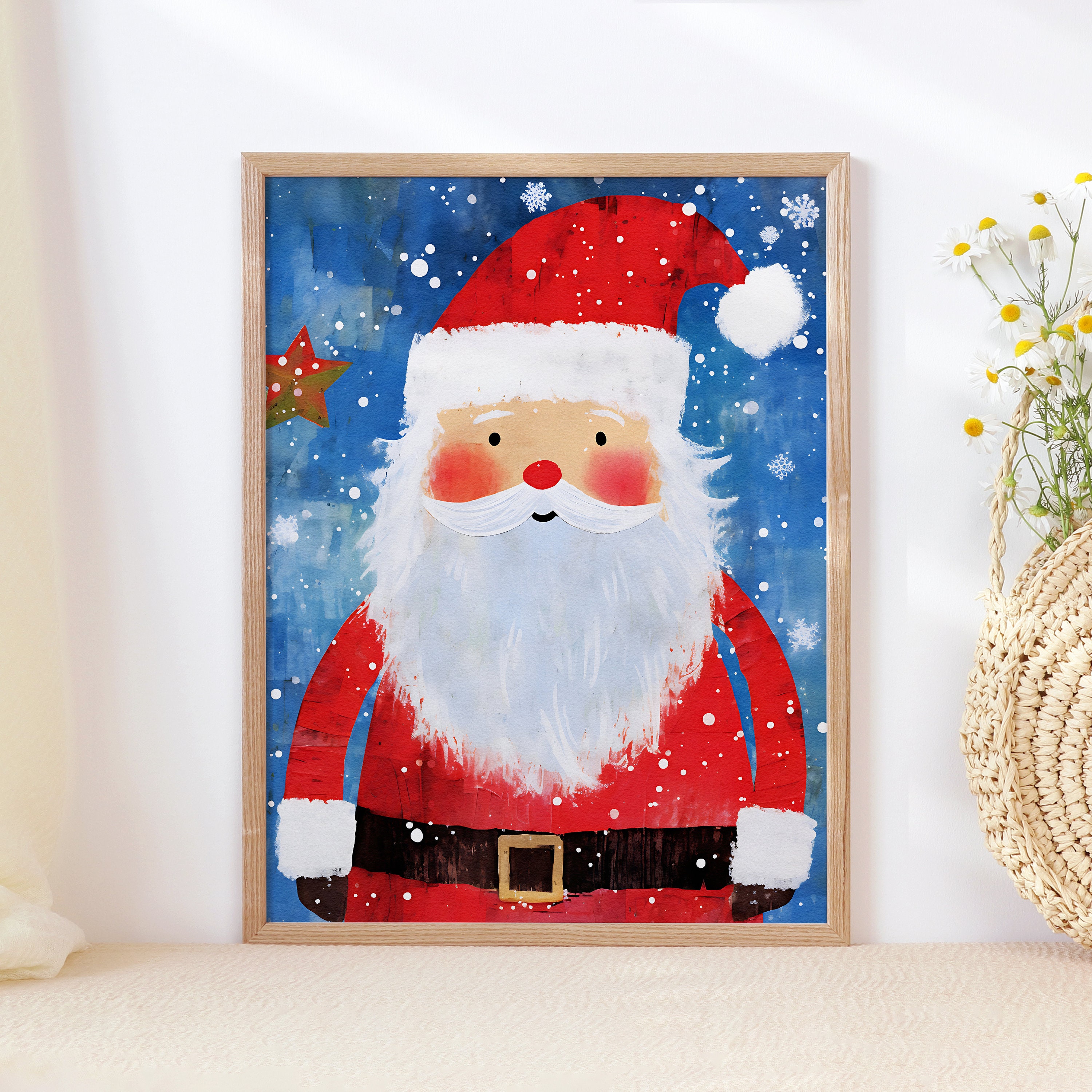Gallery Set of 3 Christmas Prints Santa Claus Tree Reindeer Xmas ...