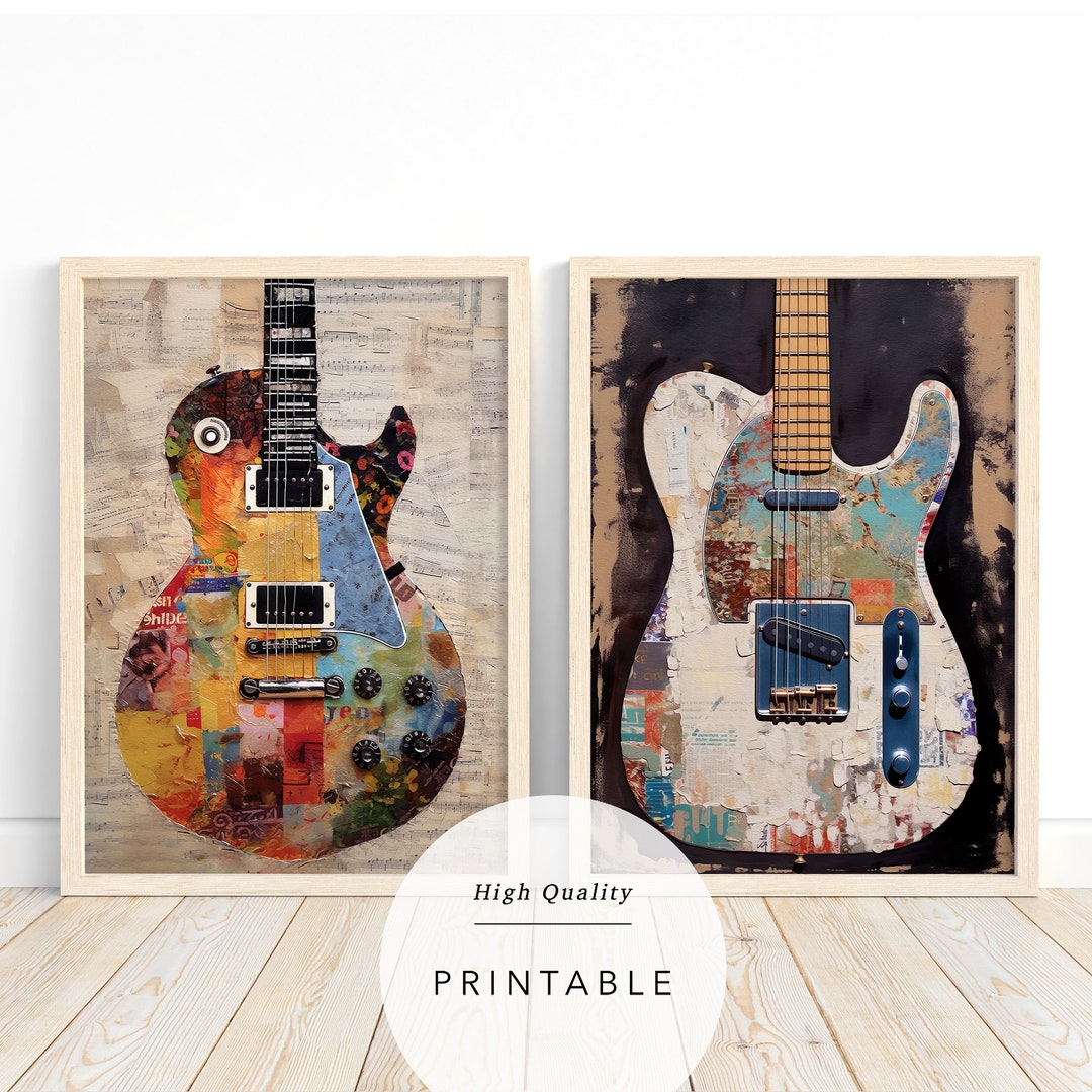 Gibson Les Paul & Fender Telecaster Guitar Art Print (digital Download ...