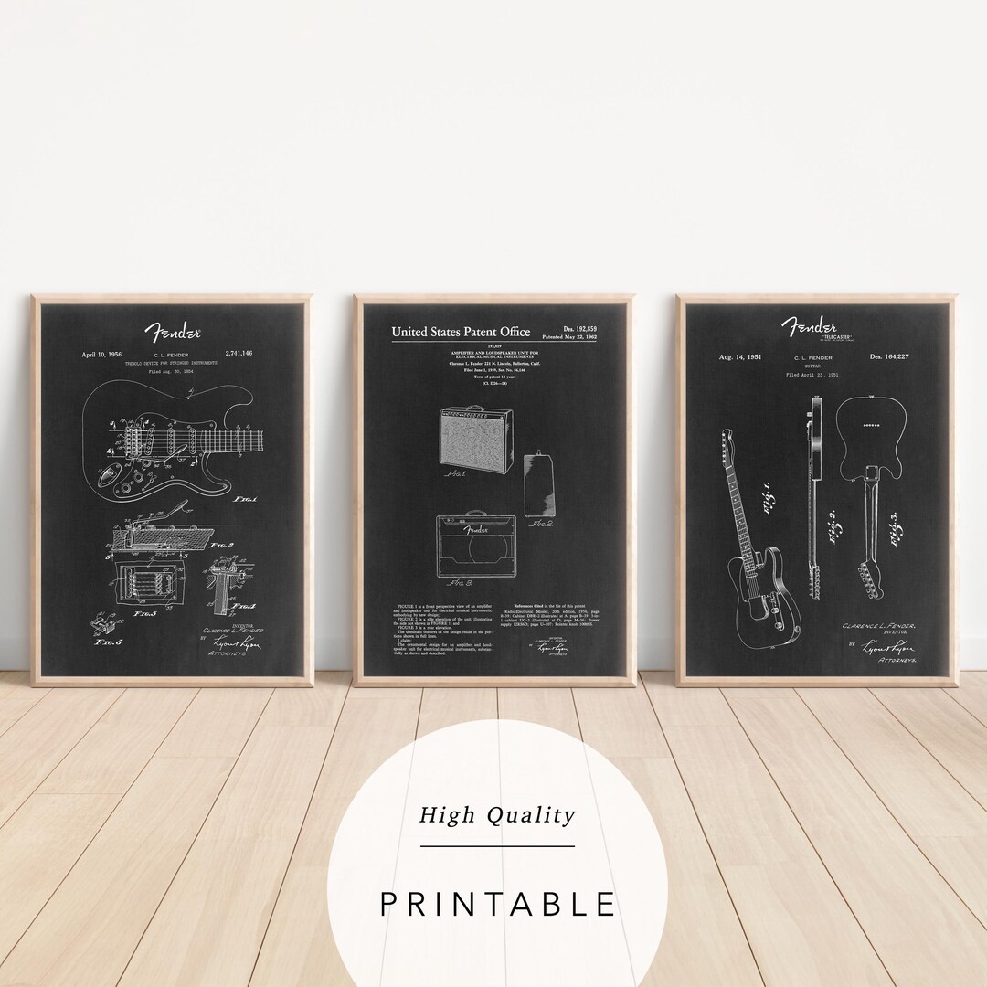 Fender Guitar Blueprint Trio: Telecaster, Stratocaster, Amplifier ...