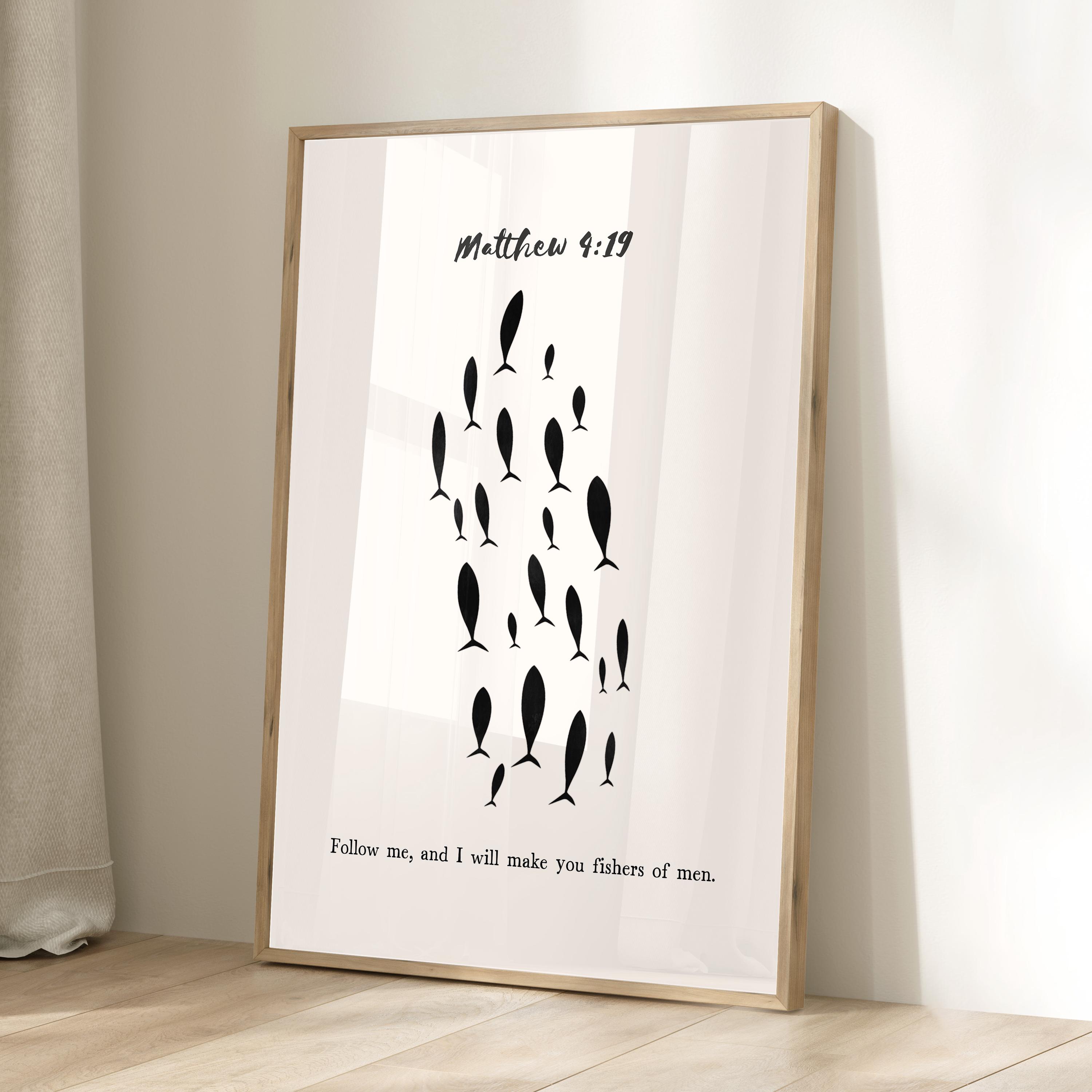 Matthew 4:19, Bible Sketches, Jesus Art, Bible Verse, Christian Poster ...