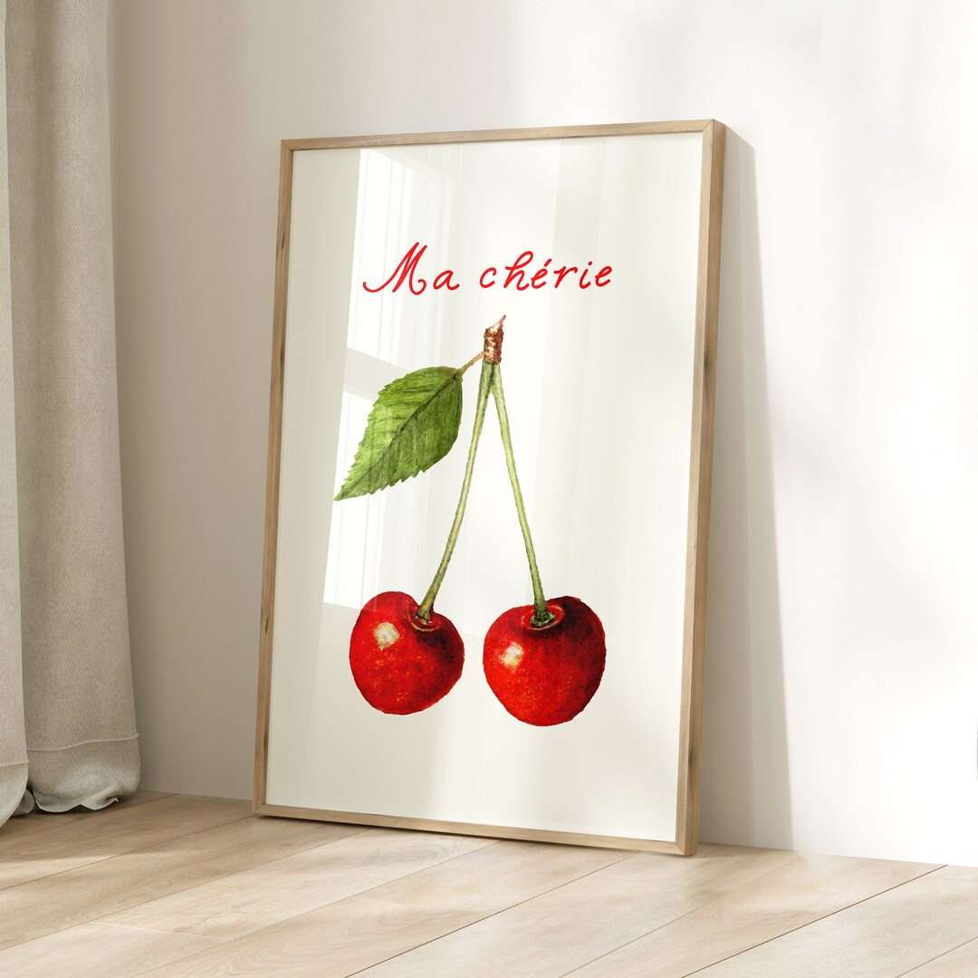 Cherry Poster, Ma Chérie, Retro Wall Art, Lover Print, Funky Decor ...