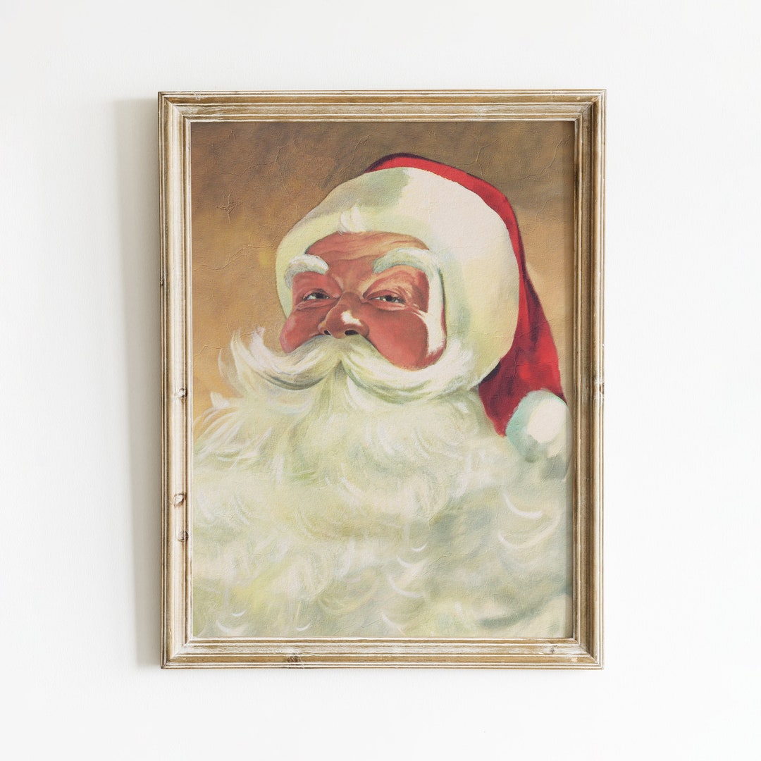 Santa Claus Vintage Christmas Oil Painting Print Printable Home ...