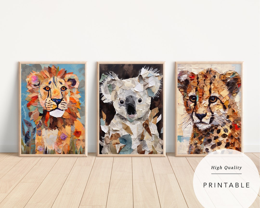 Torn Paper Animal Nursery Art Prints: A1 Size (digital Download) - Etsy