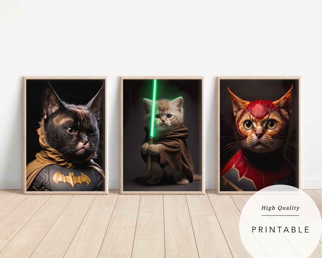 10 Super Cool Cat Portraits | Digital Poster | Digital Print | Cat ...