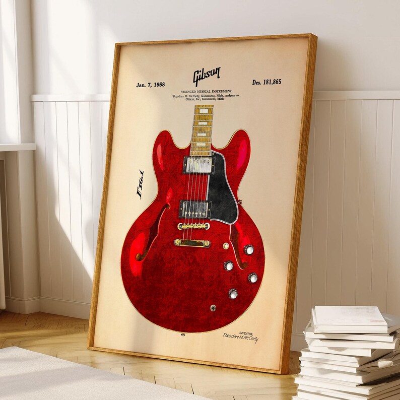 Electric Guitar Blueprint | Gibson ES-335 | Music Instrument Patent ...